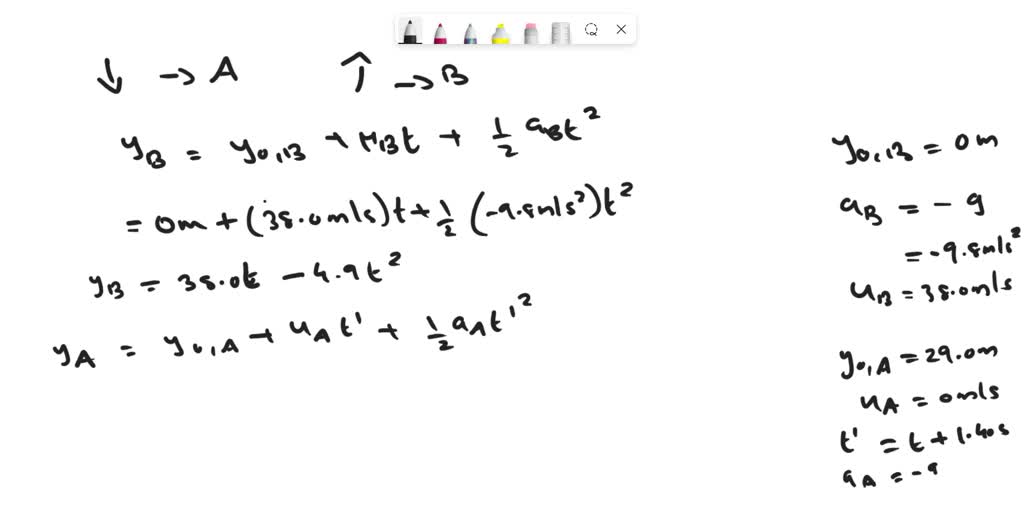 SOLVED: A small object begins a free-fall from a height of 29.0 m. After 1.40 s, a second small ...