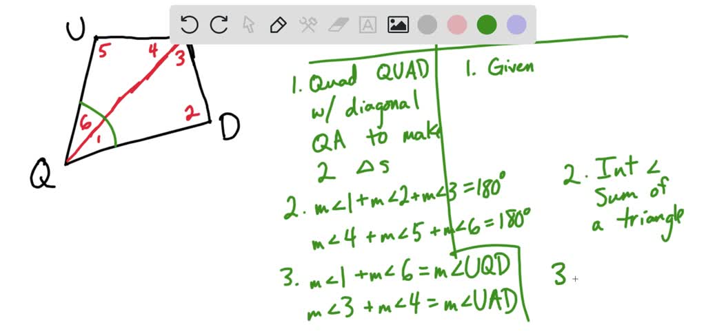 SOLVED: 2. Draw diagrams and prove that the sum of the four interior ...