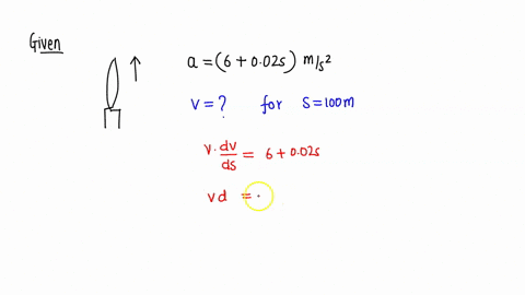 The acceleration of a rocket traveling upward is given by a=(6+0.02 s ...