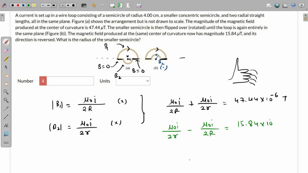 SOLVED: The current-carrying wire semicircle lies all in the x-Y plane ...