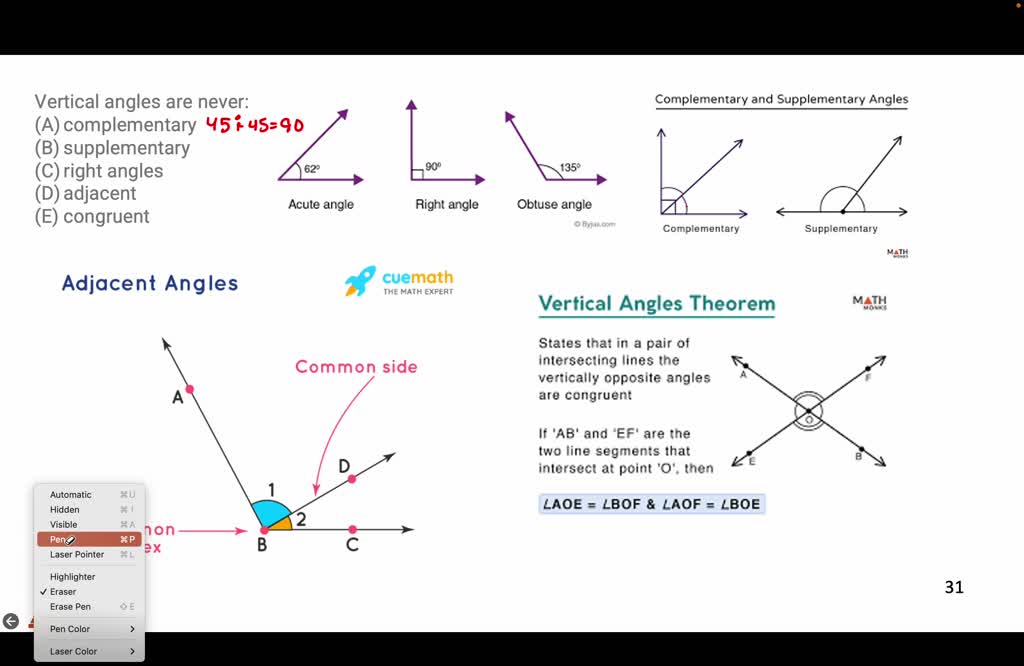 SOLVED: Two adjacent angles whose sum is 180^0 is called A ... SOLVED: Two adjacent angles whose sum is 180^0 is called A ...