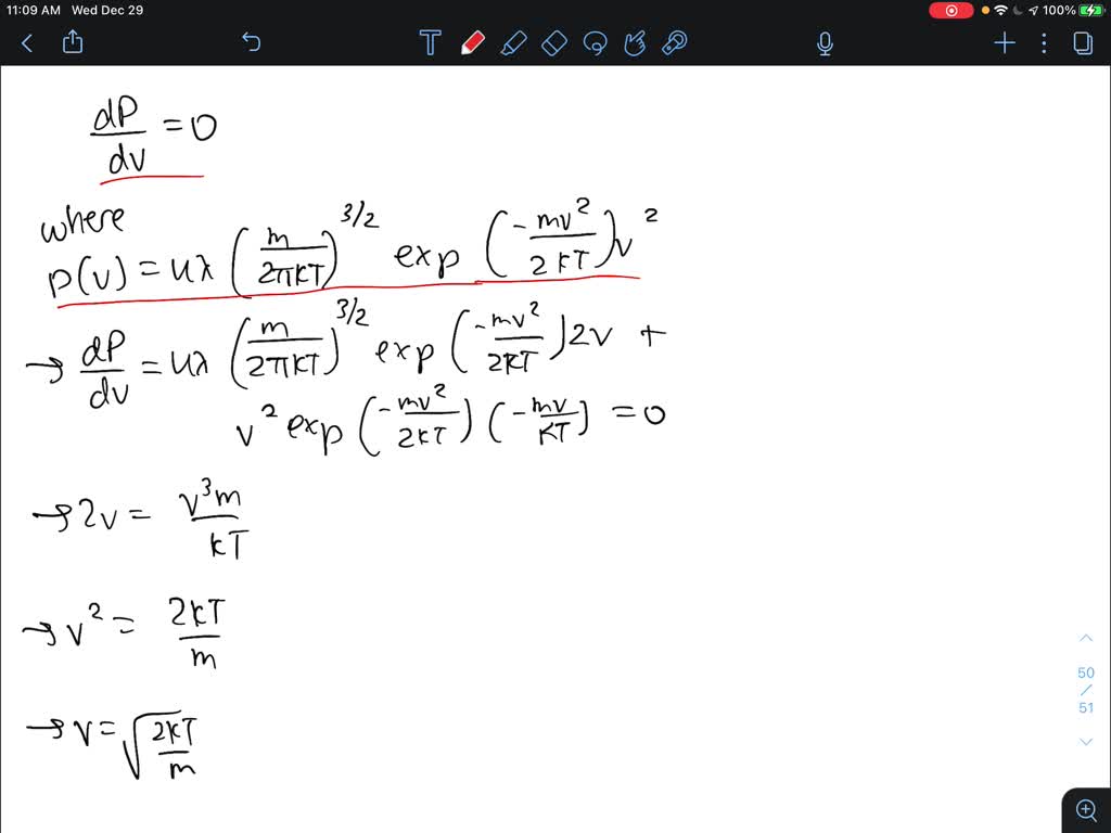 SOLVED: The Maxwell-Boltzmann Distribution Show that the most probable ...