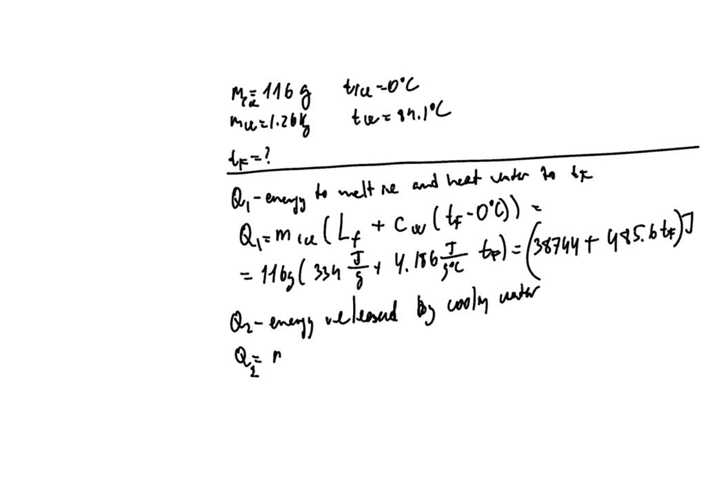 SOLVED: A 116-g cube of ice at 0Â°C is dropped into 1.26 kg of water ...