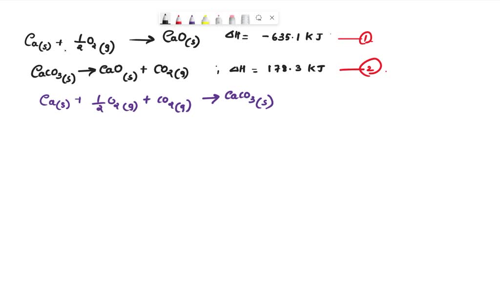 SOLVED: Calculate Î”Hrxn for Ca(s) + 1/2 O2(g) + CO2(g) â†’ CaCO3(s ...