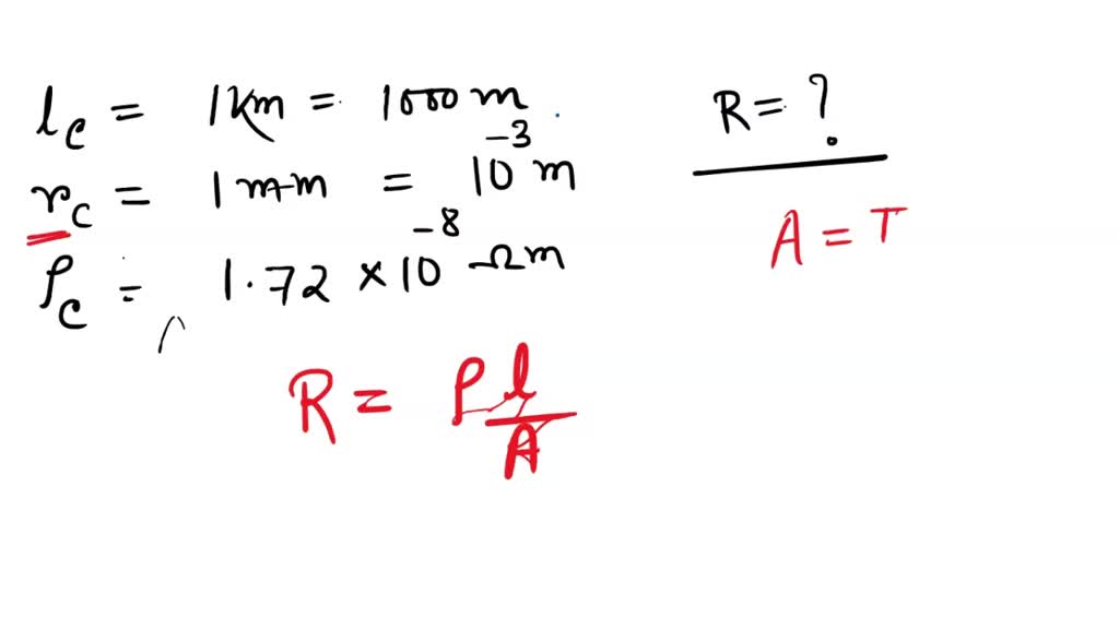 SOLVED: Calculate the resistance of 1 km long copper wire of radius 1 ...