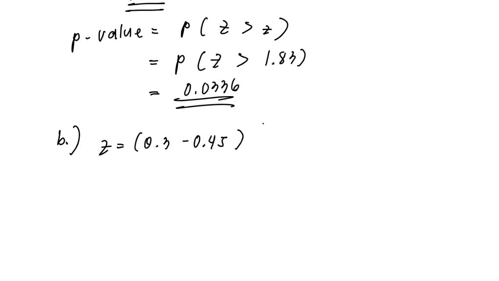SOLVED: Calculate the test statistic and p-value for each sample. Use ...