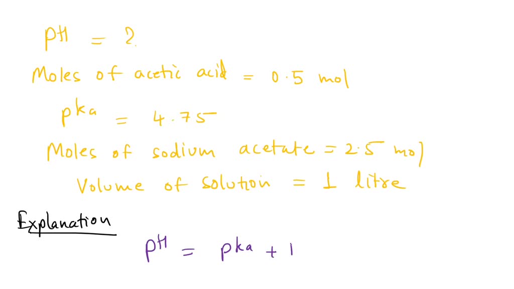 SOLVED: You have prepared a buffer solution by adding 0.50 mole of acetic acid (pKa = 4.75) and ...