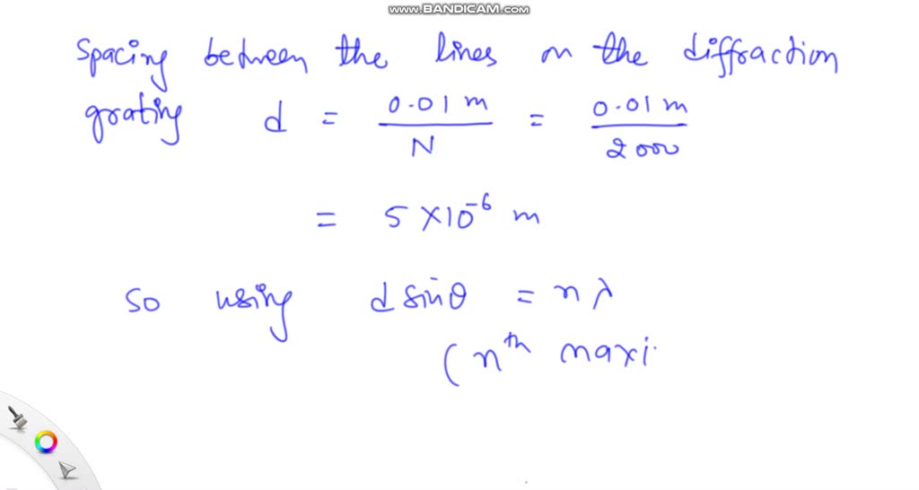 Solved Diffraction Grating Has 2000 Lines Per Centimeter At What Angle Will The First Order