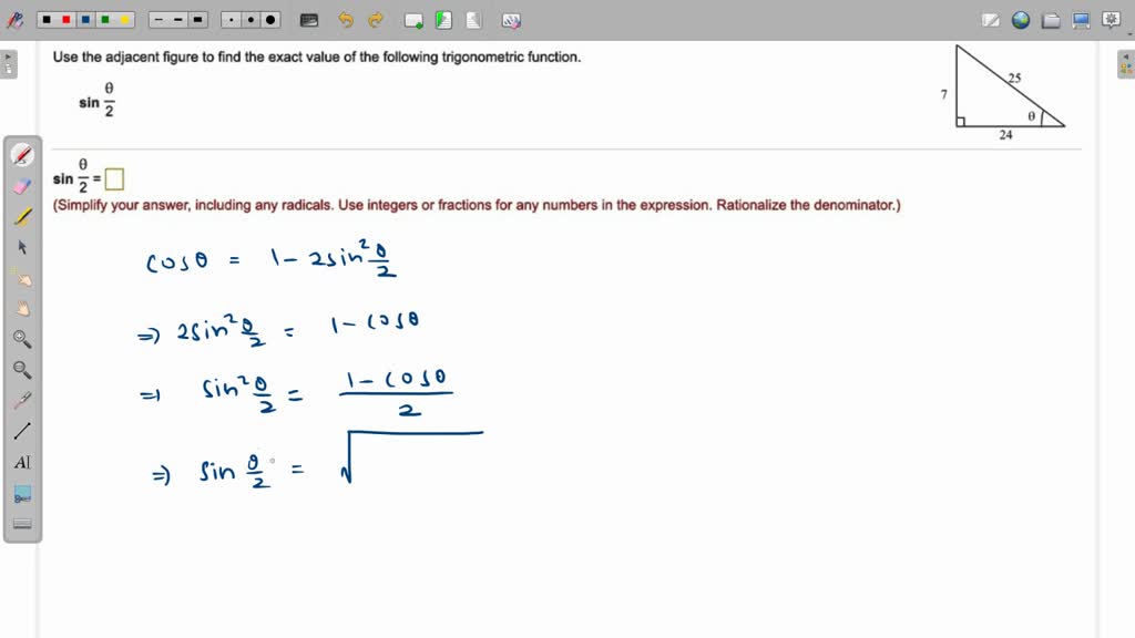 SOLVED: Use the adjacent figure to find the exact value of the following trigonometric function ...