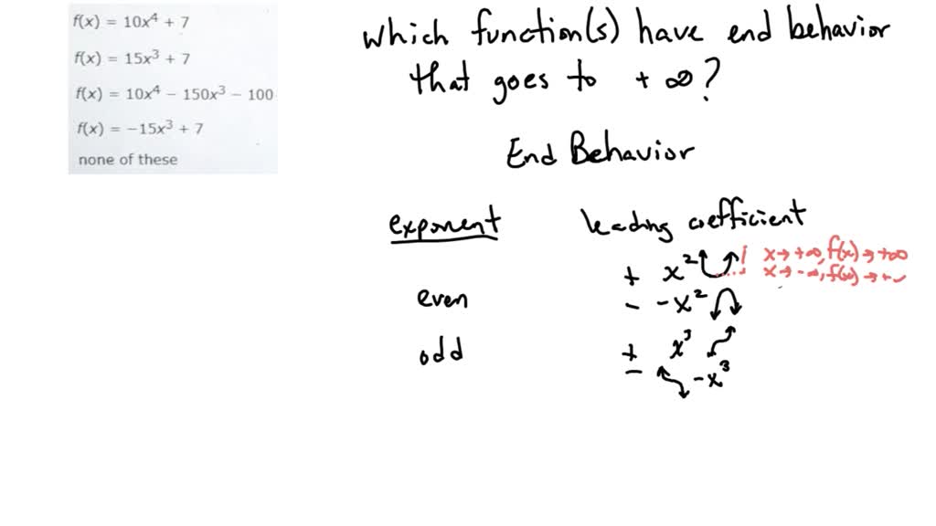 Select the function whose graphed end behavior goes to positive infinity: (Select all that apply ...