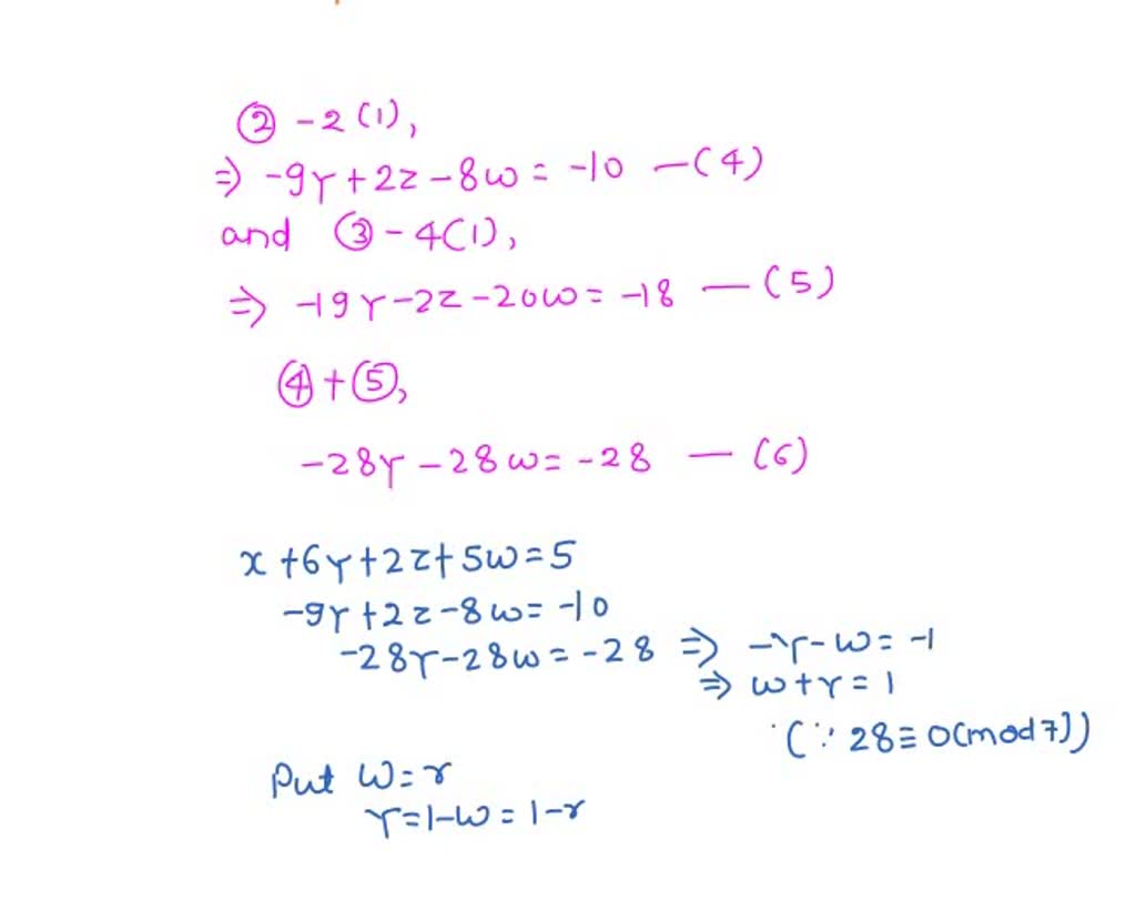 SOLVED: In this problem, scalars are in Z7, the field of integers ...