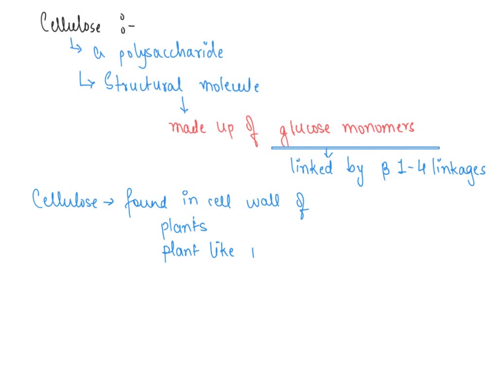 SOLVED: Cellulose, the most important constituent of plant cell wall is ...