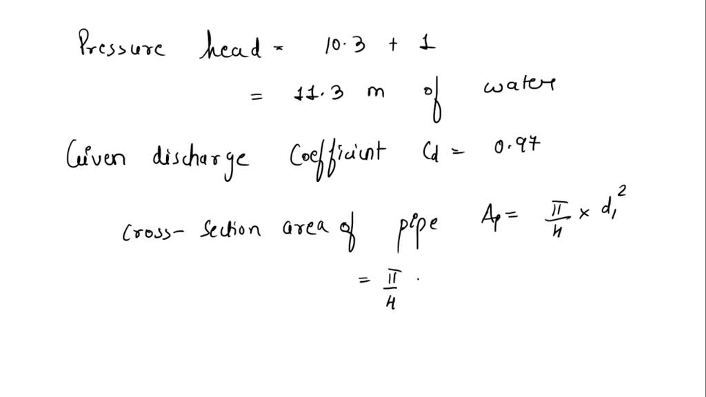 SOLVED: In a 100 mm diameter horizontal pipe , a venturimeter of 0.5 ...