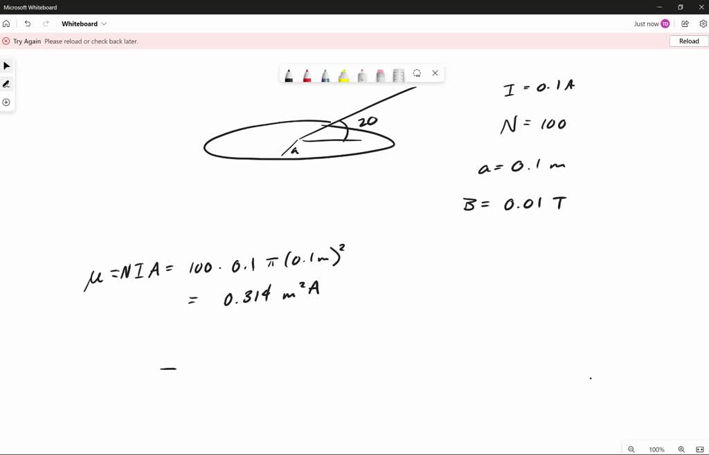 SOLVED: A coil of circular shape with radius a = 10 cm consisting of N = 100 loops of wire is ...