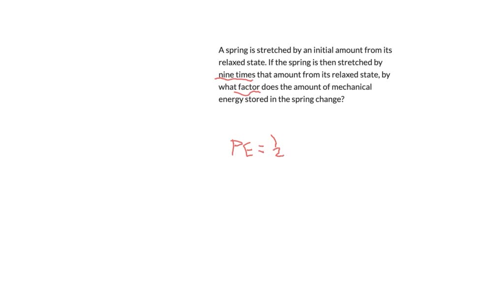 SOLVED: A spring is stretched by an initial amount from its relaxed ...