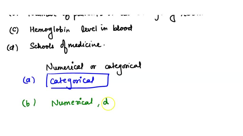 Solved Determine Whether The Variables Below Are Numerical Or Categorical If Numerical Are