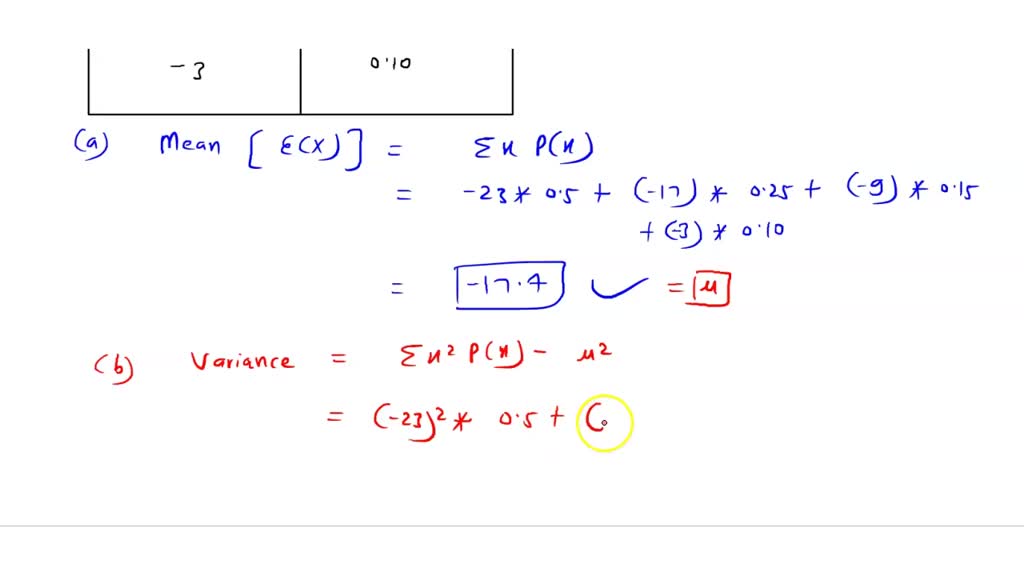 Calculate the mean, the variance, and the standard deviation of the ...