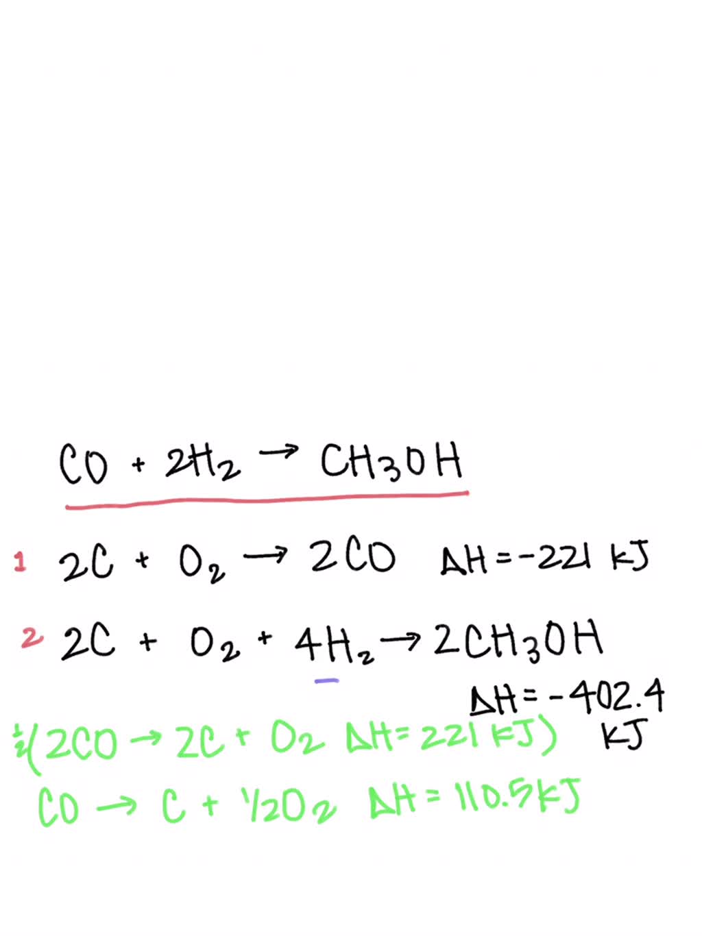 SOLVED: Find deltaH for the reaction below, given the following ... SOLVED: Find deltaH for the reaction below, given the following ...