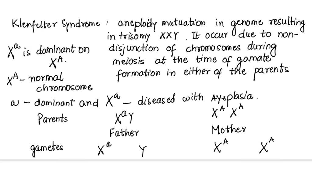 SOLVED: A boy with Klinefelter syndrome (47, XXY) is born to a mother ...