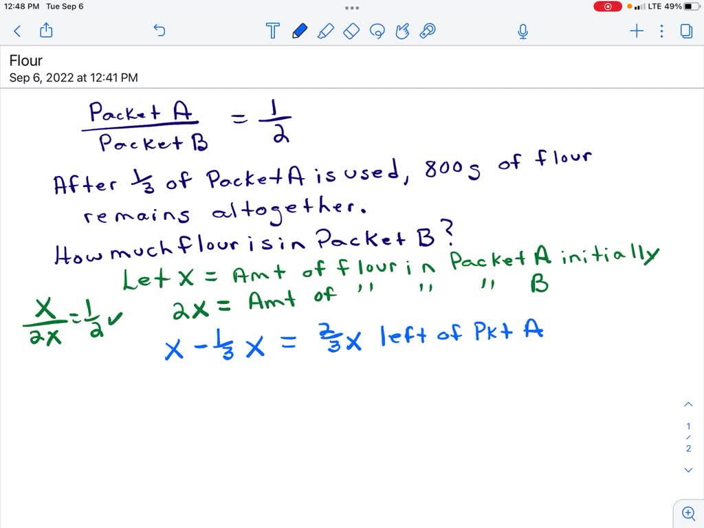 SOLVED: Mrs Neo has two packets of flour. The ratio of the mass in ...