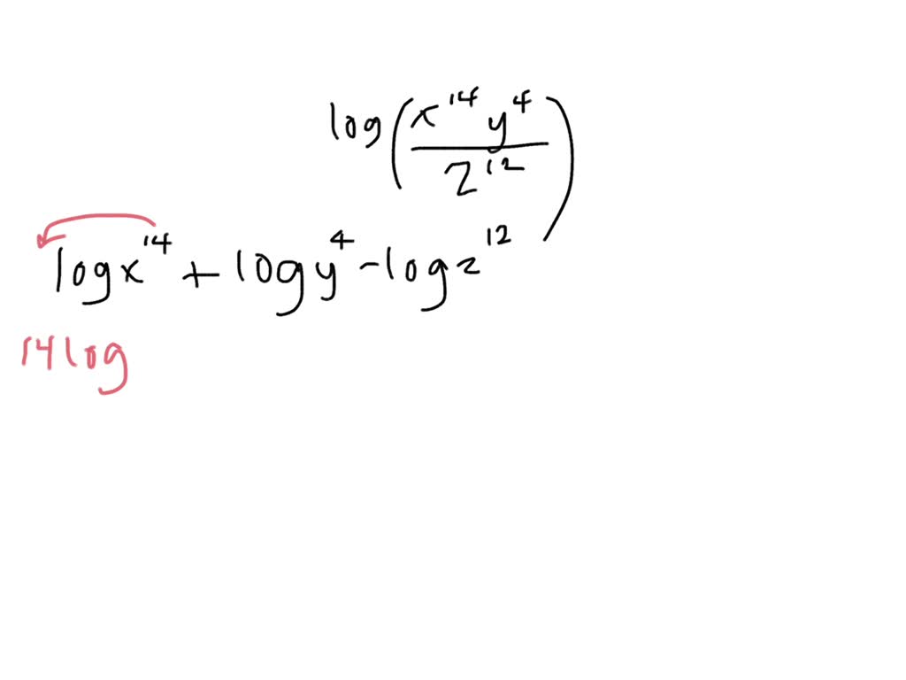 SOLVED: T4y20 Write expression log as a sum or difference of logarithms ...
