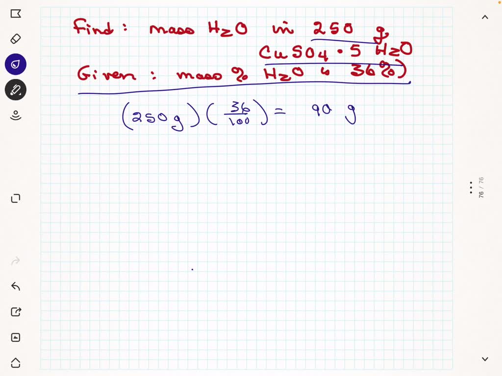 SOLVED: Calculate the grams of water that are contained in 250 grams ...
