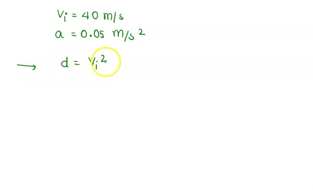 If the motorcycle has a deceleration of a = -0.001 (m/s^2) and its ...