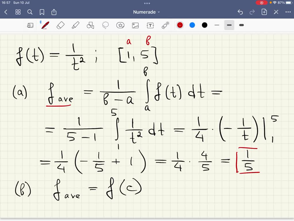 SOLVED: Consider the following given function and given interval; f(t) 2 [1, 5] (a) Find the ...