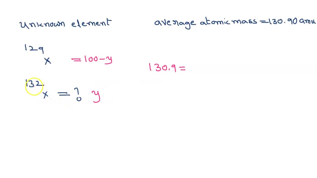 SOLVED: An unknown element is a mixture of isotopes 129X and 132X. The average atomic mass of X ...