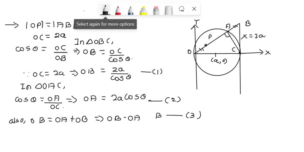 SOLVED: Find parametric equations for the set of all points as shown in the figure, where |OPI ...