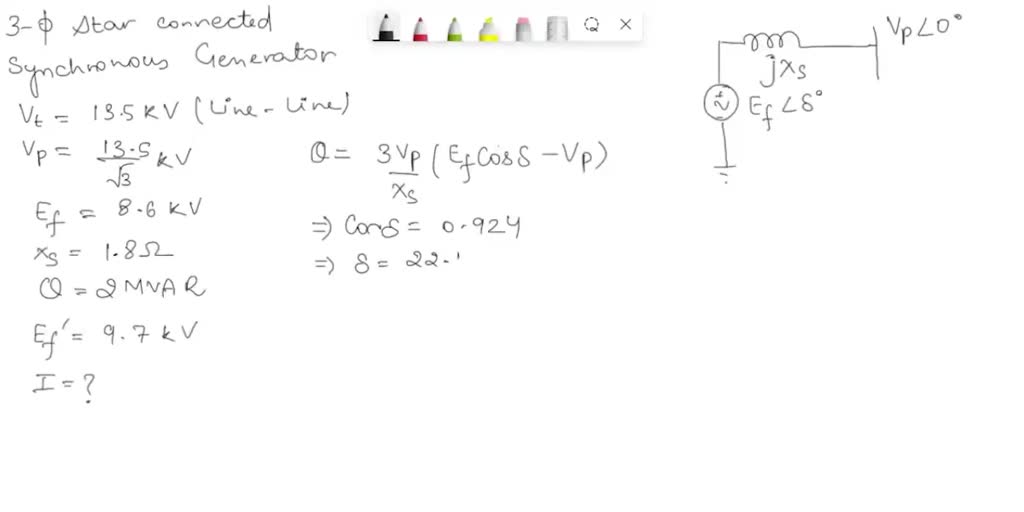 SOLVED: A 3-phase, 50 Hz, star-connected 4-pole, cylindrical rotor synchronous generator ...
