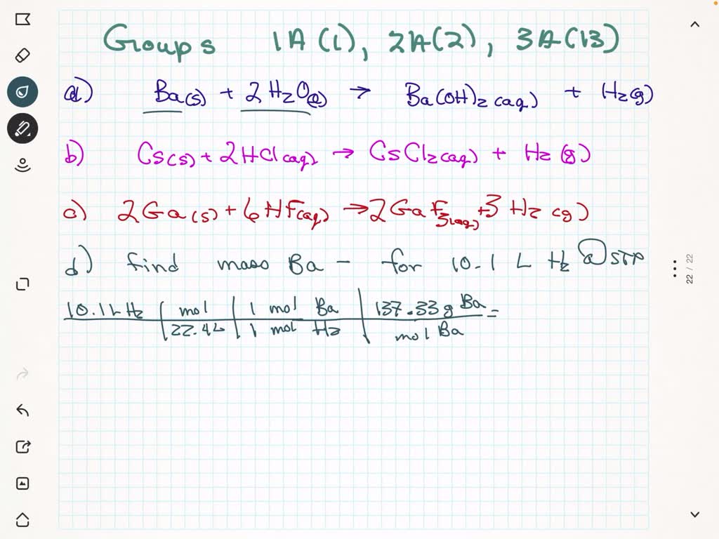 SOLVED: Most elements from Groups 1, 2, and 13 will react water, acids ...