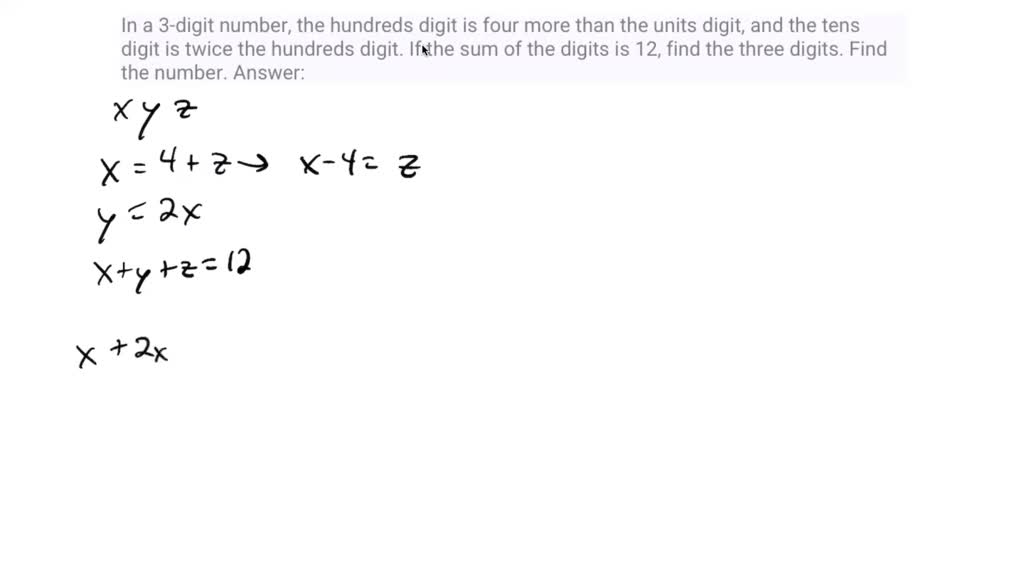 SOLVED The Tens Digit Of A Number Is Twice The Ones Digit The Sum Of 