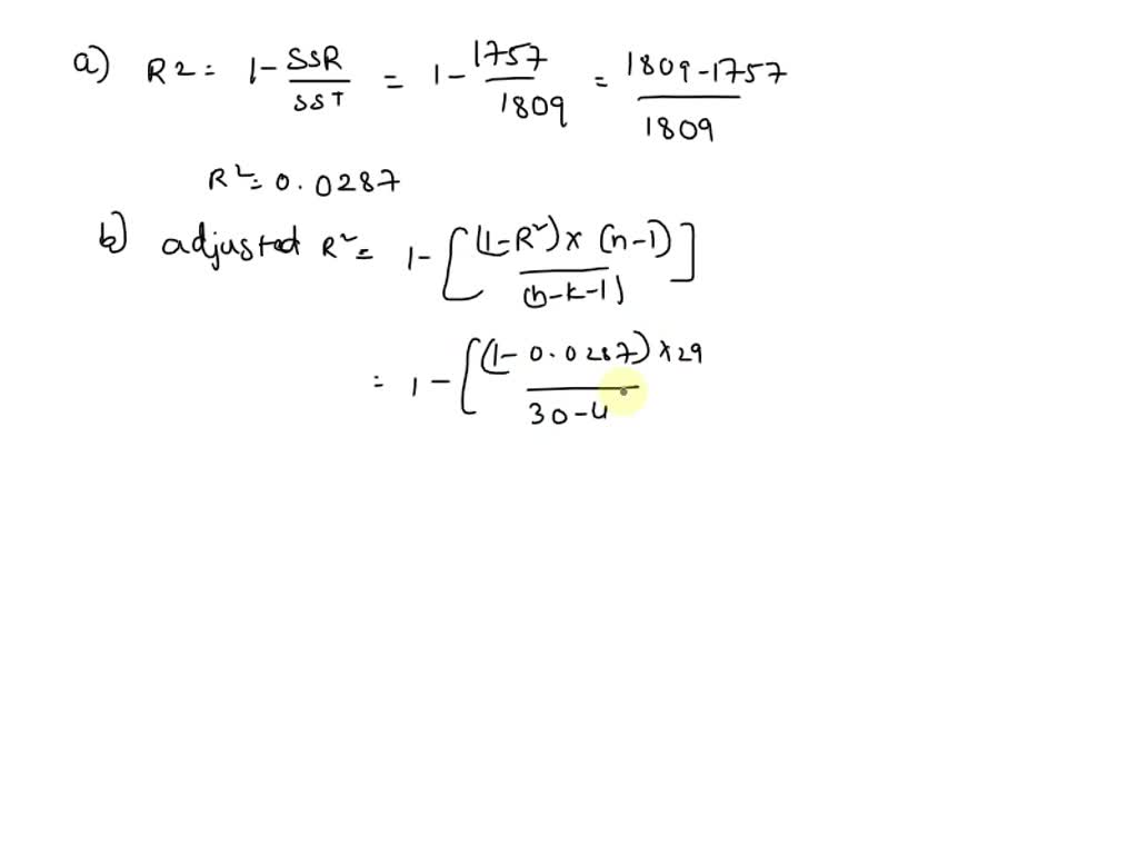 Solved A Regression Model With3 Explanatoryvariables Is Estimated Using 30 Observations