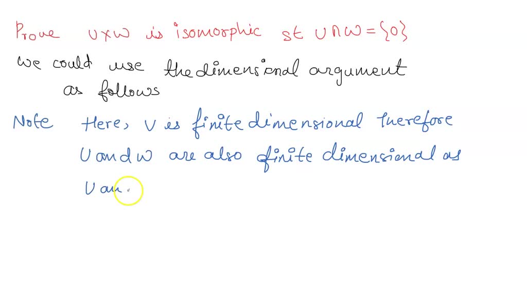SOLVED: Let V be a vector space, let U1 and U2 be subspaces of V. Prove ... SOLVED: Let V be a vector space, let U1 and U2 be subspaces of V. Prove ...