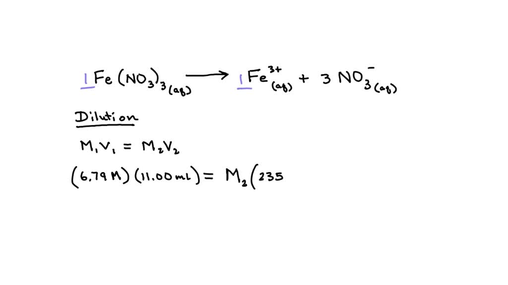 SOLVED: You have prepared an aqueous iron(III) solution by diluting 11 ...