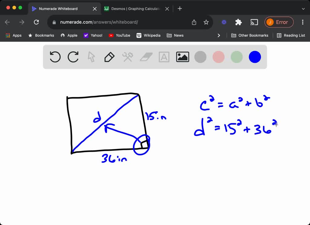 SOLVED: Use the Pythagorean theorem to calculate the diagonal of a TV ...