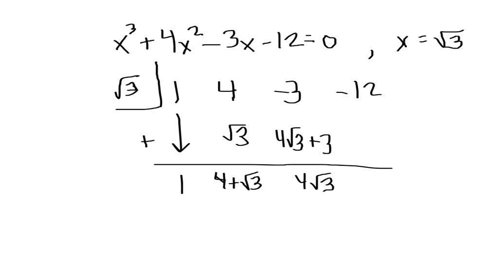 SOLVED: Use synthetic division to show that x is a solution of the ...