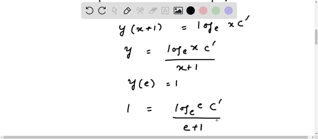 SOLVED: Solve the given initial-value problem. x(x + 1)dy +xy = 1, y(e) = 1 dx y(x) Give the ...