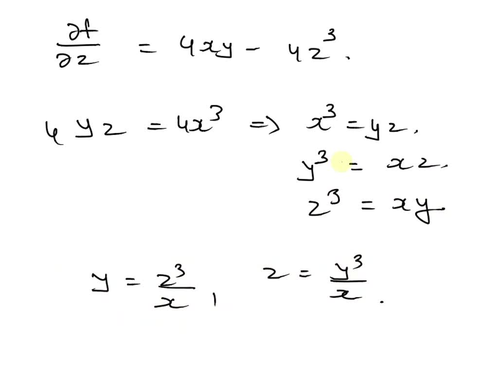 SOLVED: Given f(x, y, z) = 4xyz - x^4 - y^4 - z^4, find the critical ...