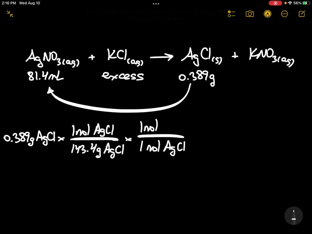 SOLVED: If 81.4 mL of silver nitrate solution reacts with excess ...