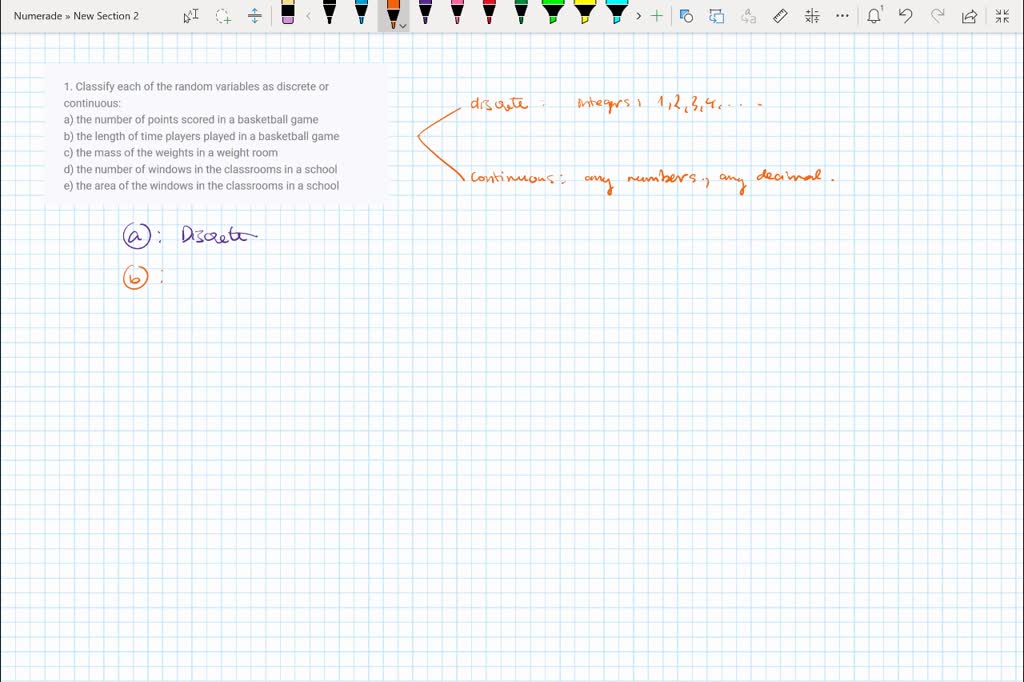 Solved Classify The Following Random Variables As Discrete Or Continuous The Number Of Points