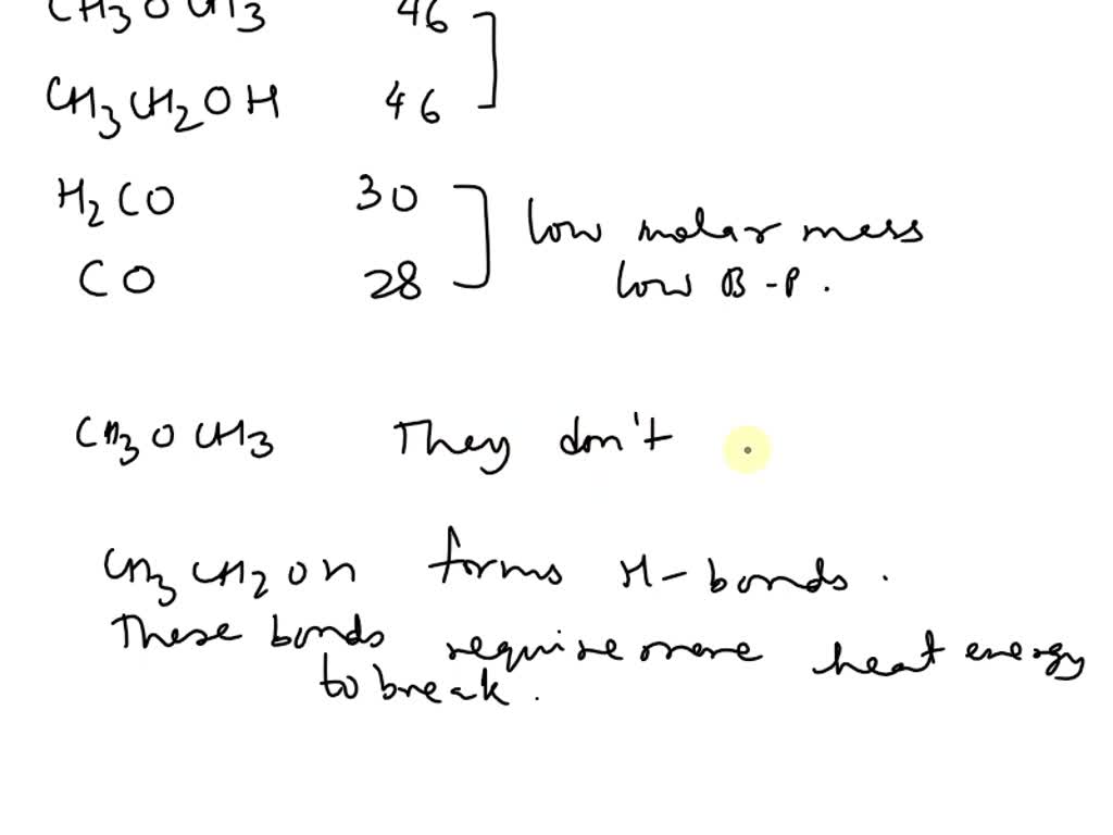 SOLVED: 4. Which has the highest boiling point? Why? a) CH3Cl b) CH3 CH3 c) CH3OH 4. Which has ...
