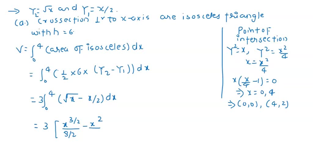 SOLVED: 8. The base of a solid is the region bounded by the graphs of y ...