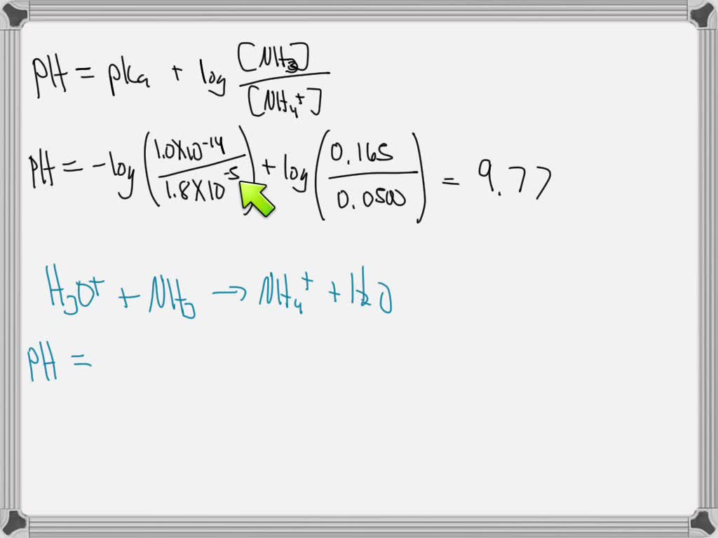 Calculate the pH of 100.0 mL of a buffer that is 0.0500 M NH4Cl and 0.125 M NH3 before and after ...