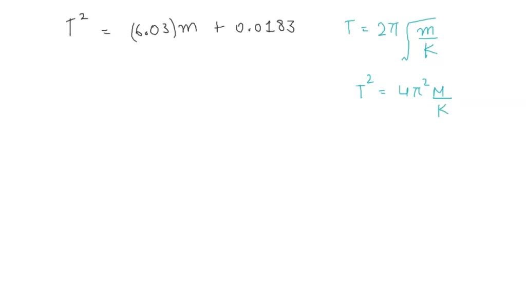 Graphing either T^2 versus m or m versus T^2 gives a straight line. In ...