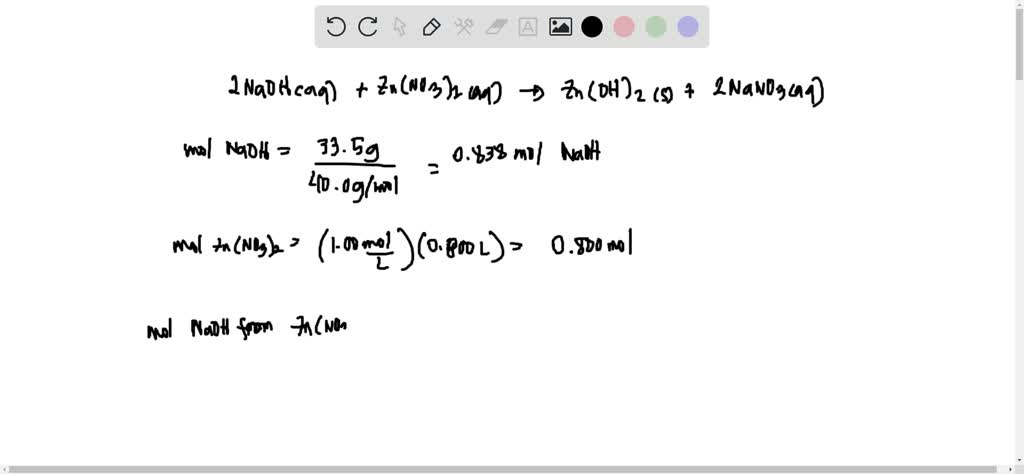 SOLVED: A 0.250 M aqueous sodium hydroxide (NaOH) solution reacts with excess aqueous zinc ...