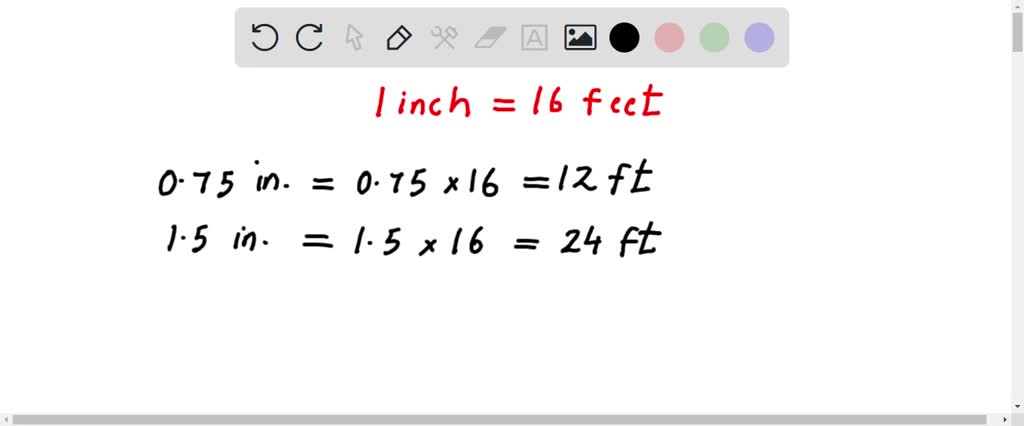 SOLVED: On a given blueprint, 1 inch = 16 feet. If the dimensions of ...