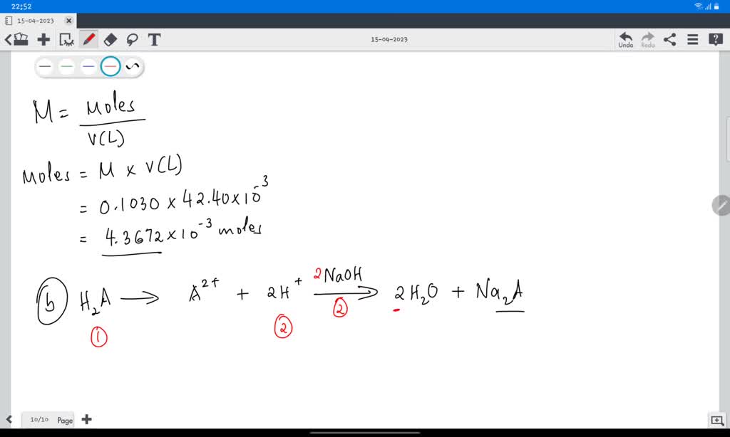 SOLVED: 4a. Rearrange the equation Molarity = moles/liters to calculate the number of moles of ...