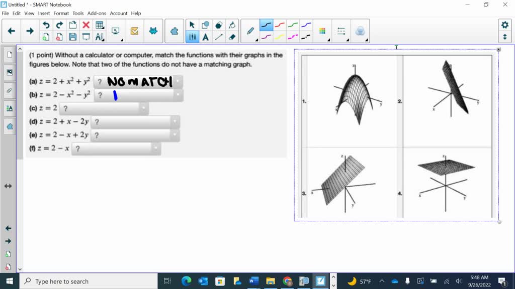 SOLVED: Without a calculator or computer, match the functions with ...